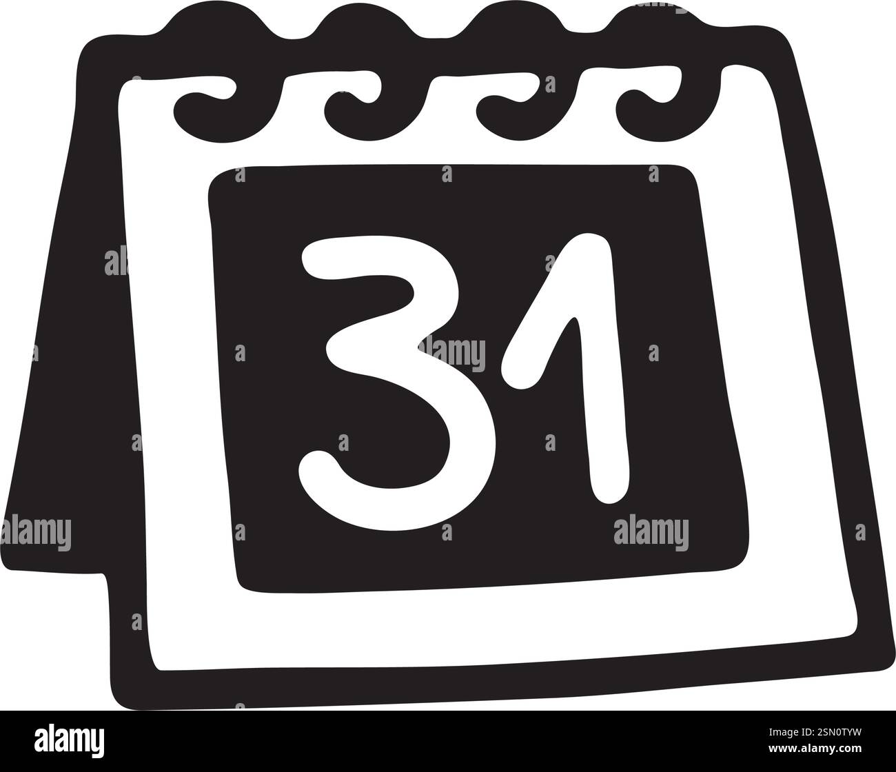 Doodle calendar schedule icon hand drawn with black line in freehand ...