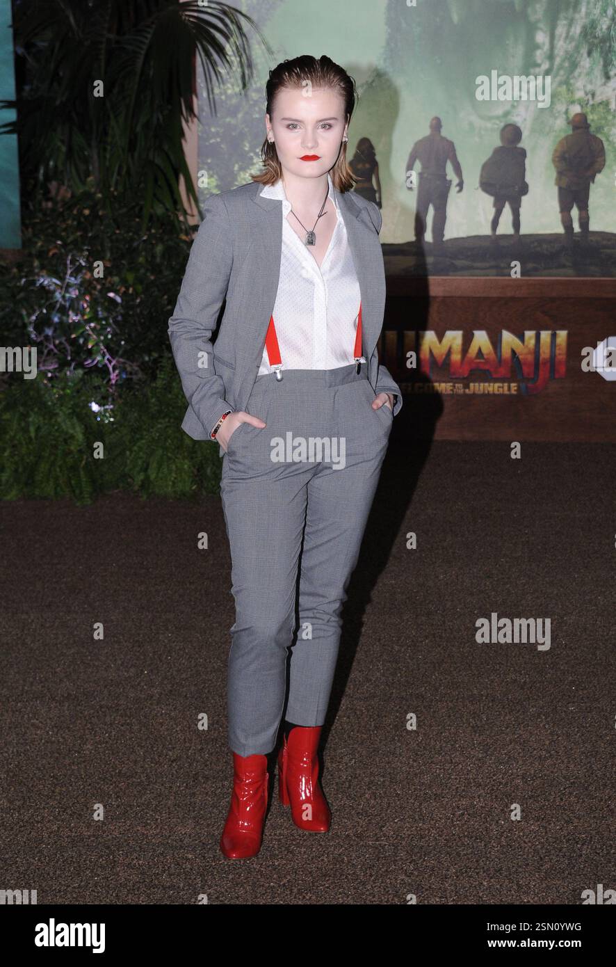 Morgan Turner arriving at the premiere of Columbia Pictures' 'Jumanji ...