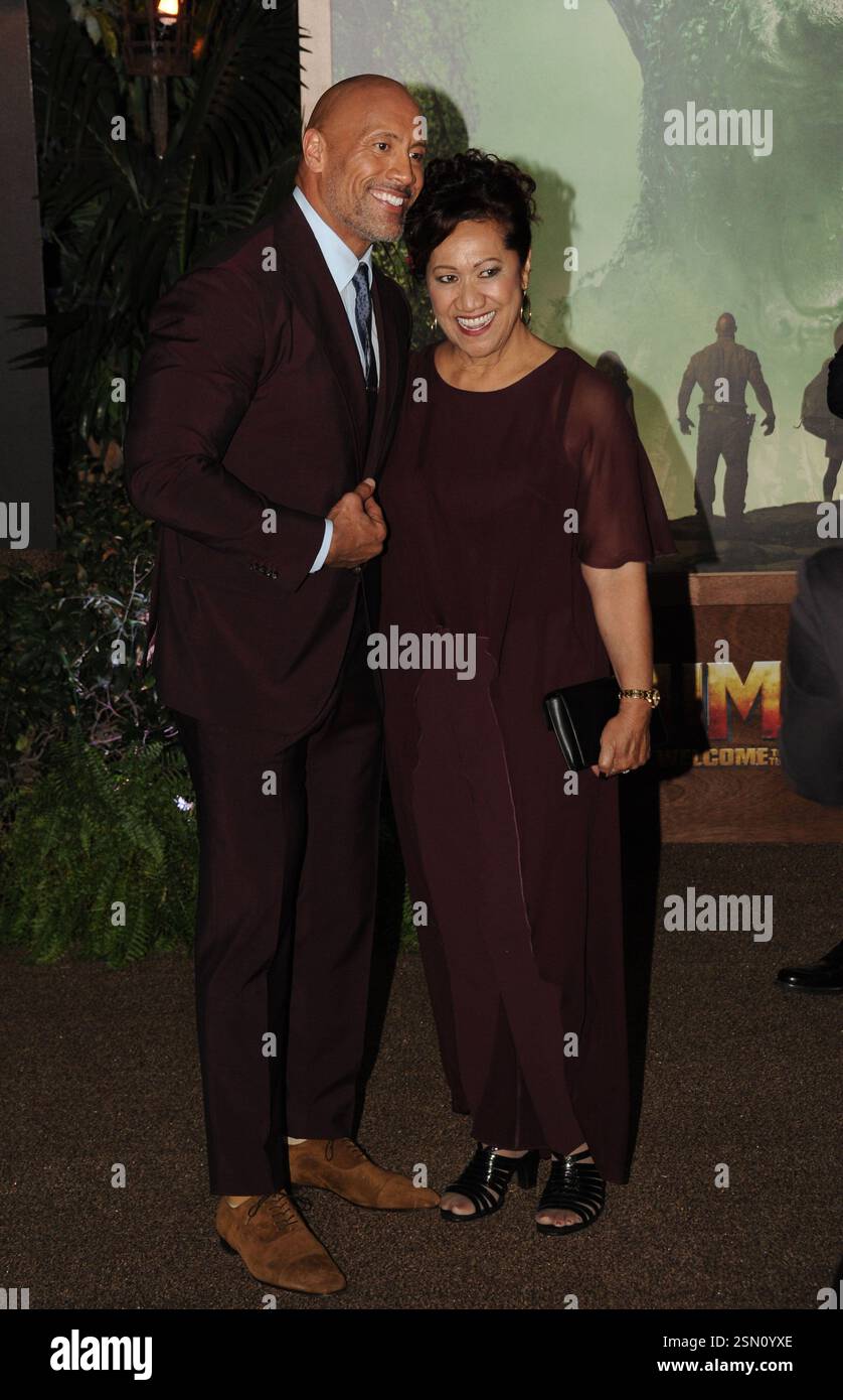 Dwayne Johnson and his mother Ata Johnson arriving at the premiere of ...