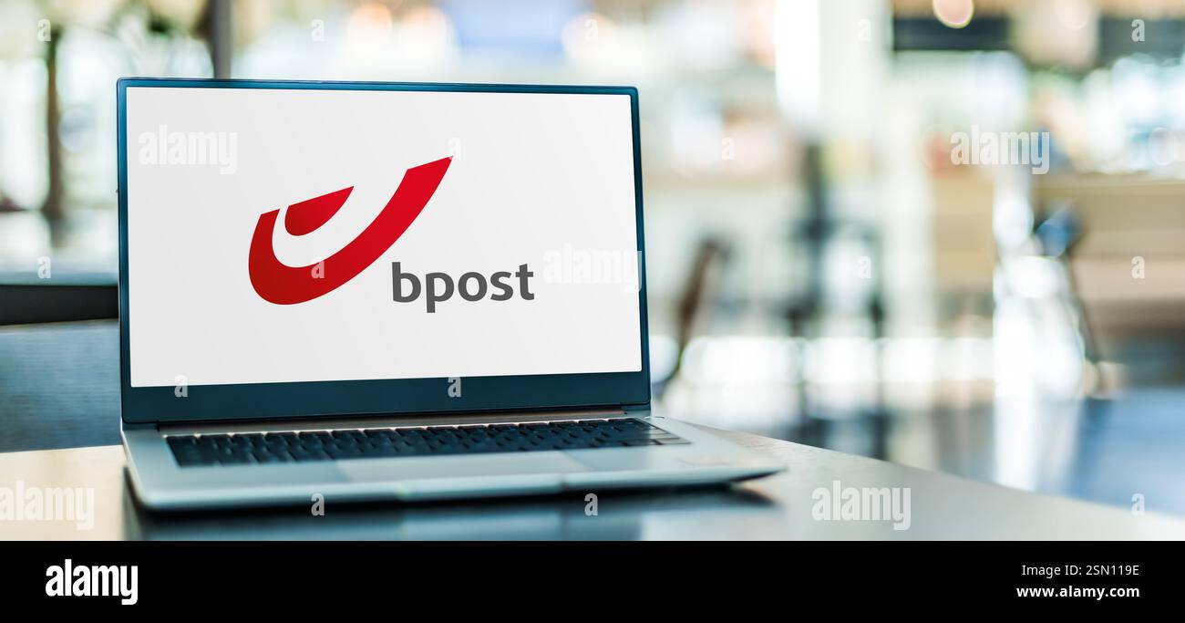 POZNAN, POL - DEC 19, 2024: Laptop computer displaying logo of Belgian ...