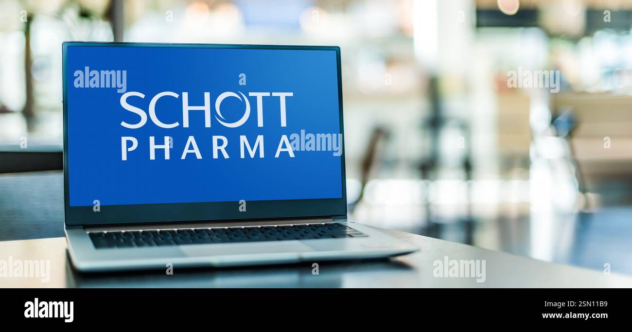 POZNAN, POL - DEC 19, 2024: Laptop computer displaying logo of Schott ...