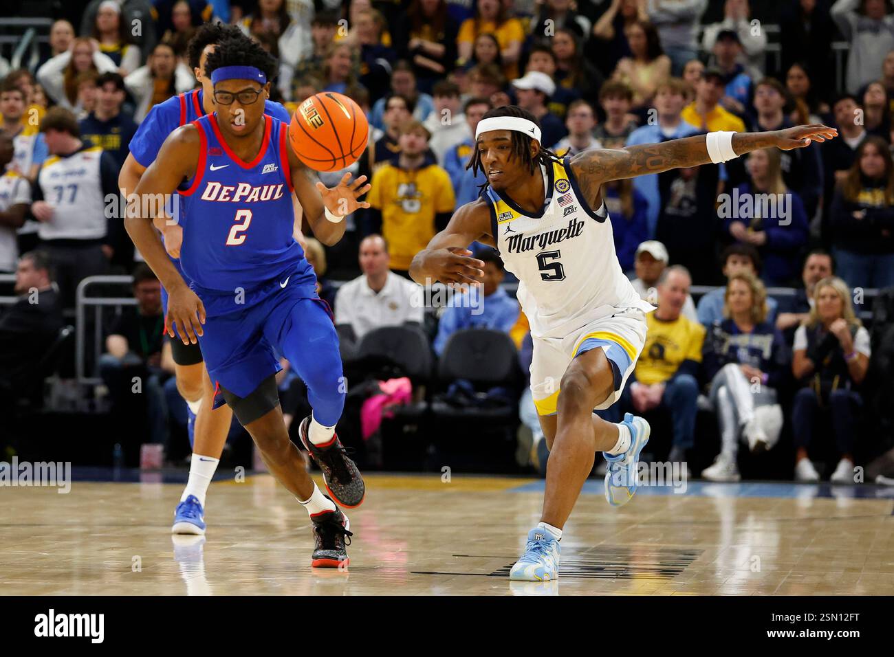 MILWAUKEE, WI - FEBRUARY 11: DePaul Blue Demons guard Layden Blocker (2 ...