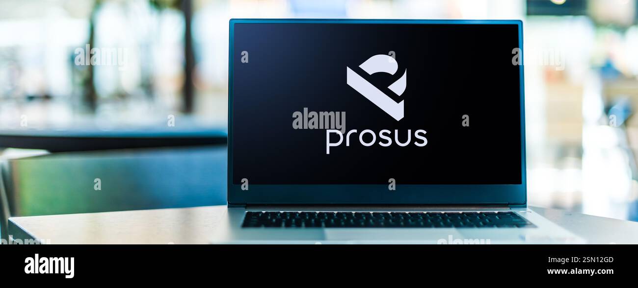 POZNAN, POL - DEC 19, 2024: Laptop computer displaying logo of Prosus ...