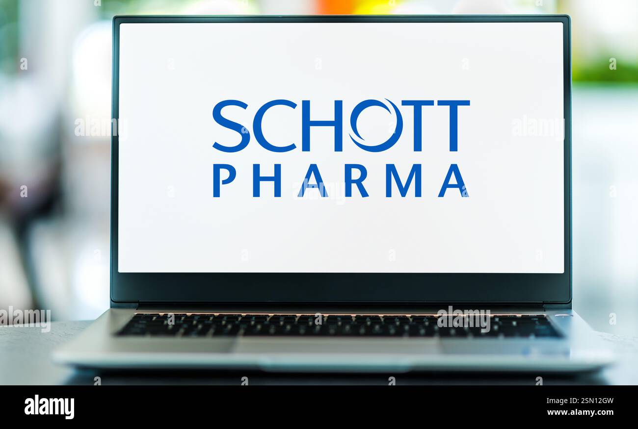 POZNAN, POL - DEC 19, 2024: Laptop computer displaying logo of Schott ...