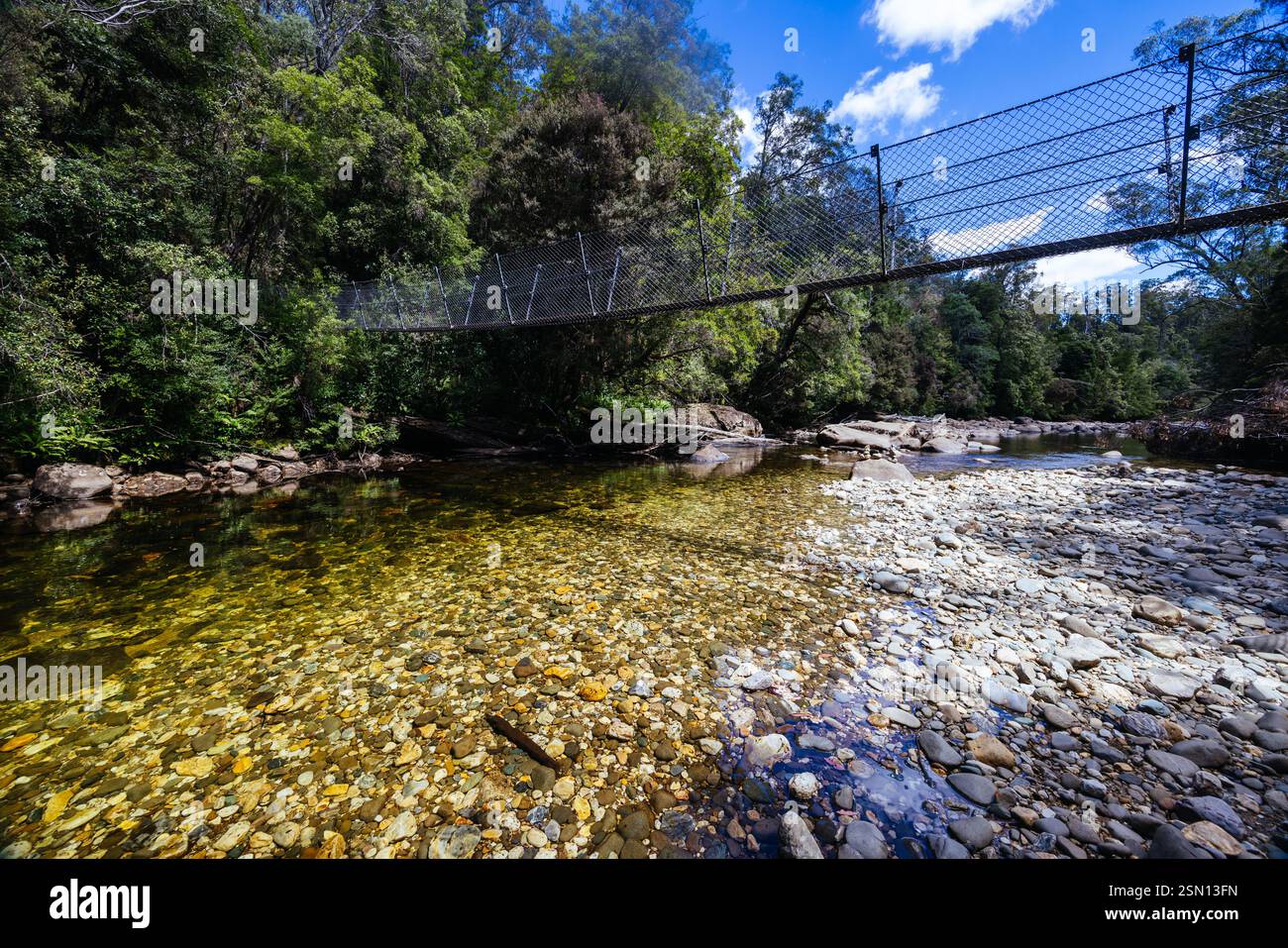 Frenchmans Cap Suspended Bridge in Franklin-Gordon Wild Rivers National ...