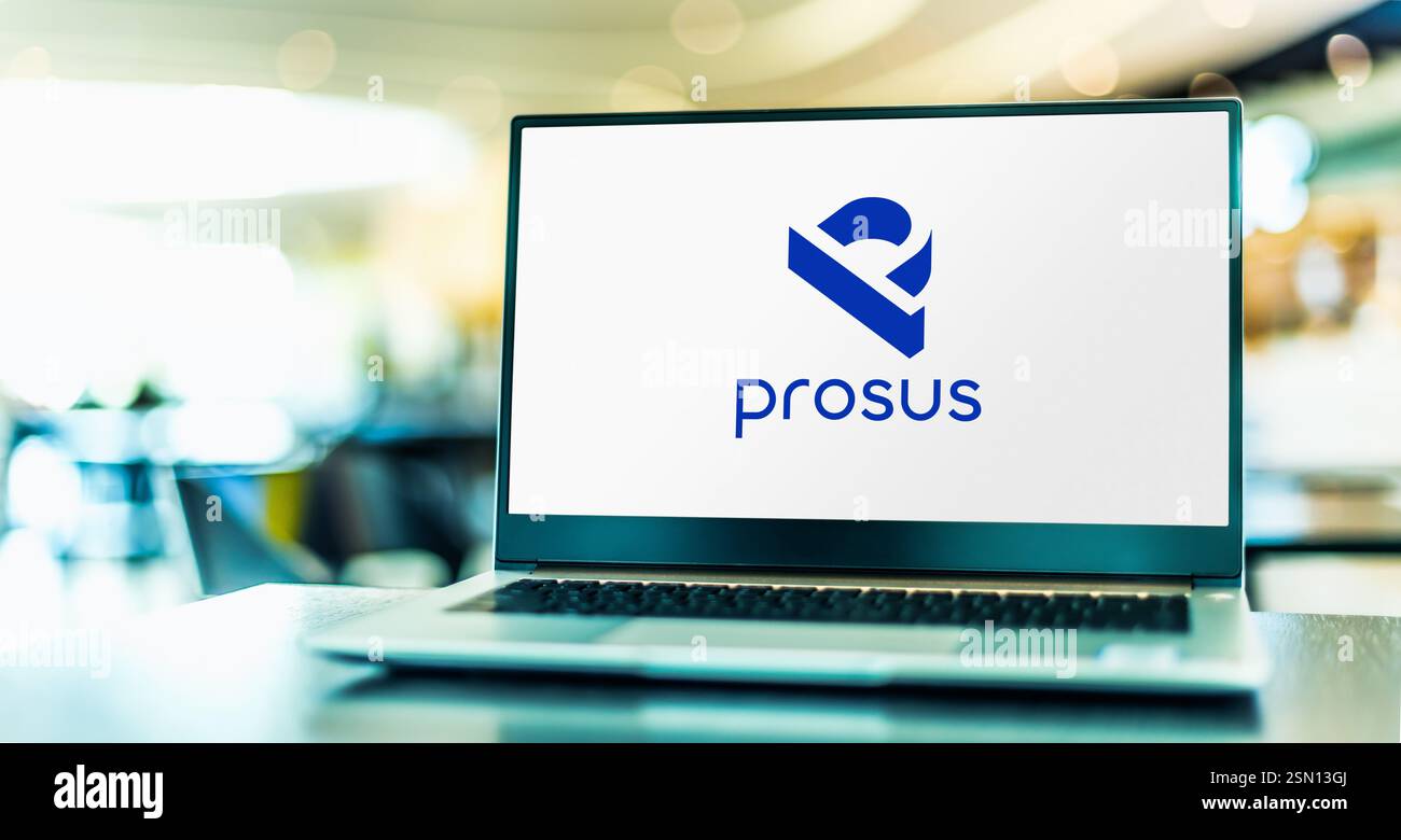 POZNAN, POL - DEC 19, 2024: Laptop computer displaying logo of Prosus ...