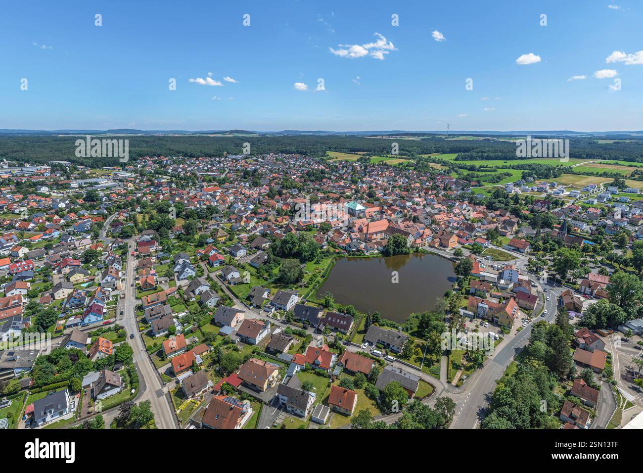 Aerial view of the Middle Franconian municipality of Allersberg in the ...
