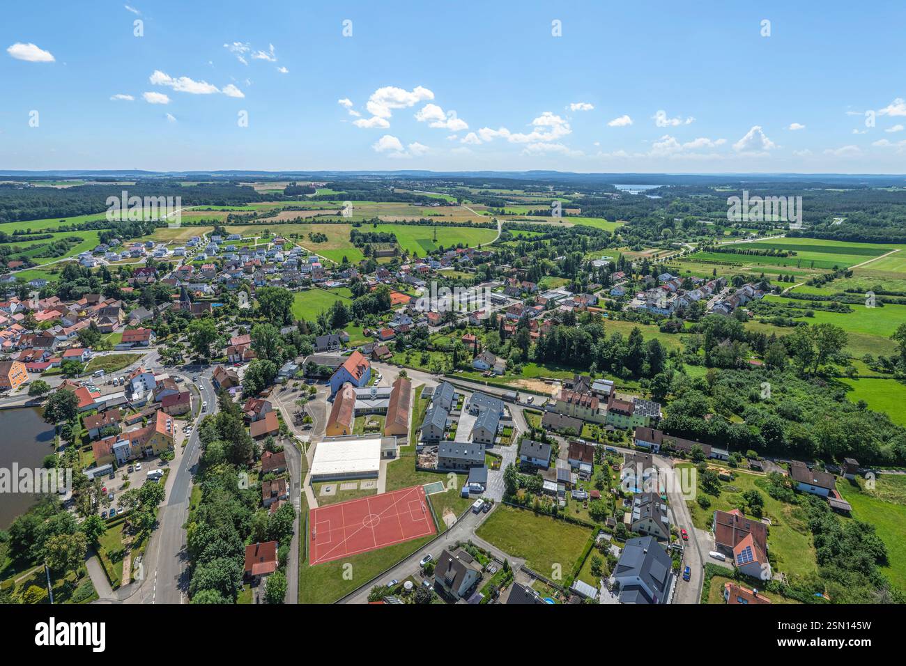 Aerial view of the Middle Franconian municipality of Allersberg in the ...
