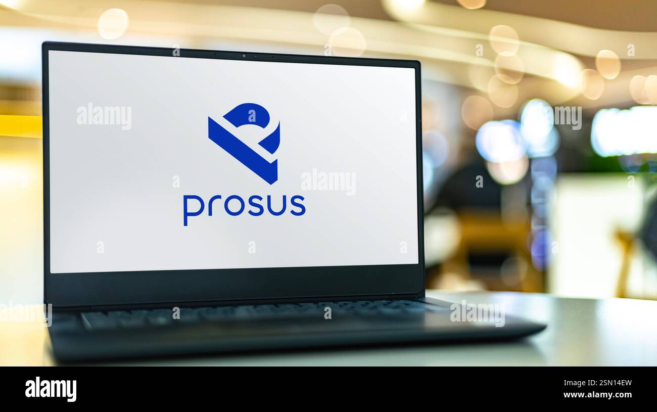 POZNAN, POL - DEC 19, 2024: Laptop computer displaying logo of Prosus ...