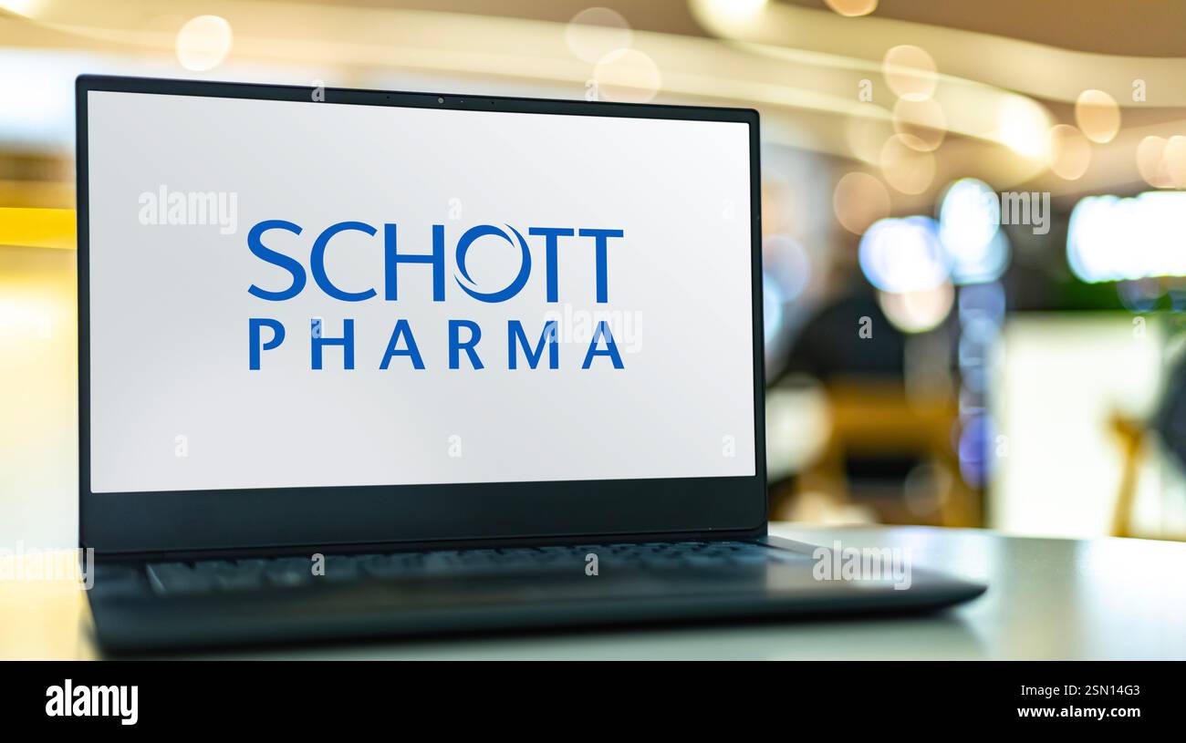 POZNAN, POL - DEC 19, 2024: Laptop computer displaying logo of Schott ...