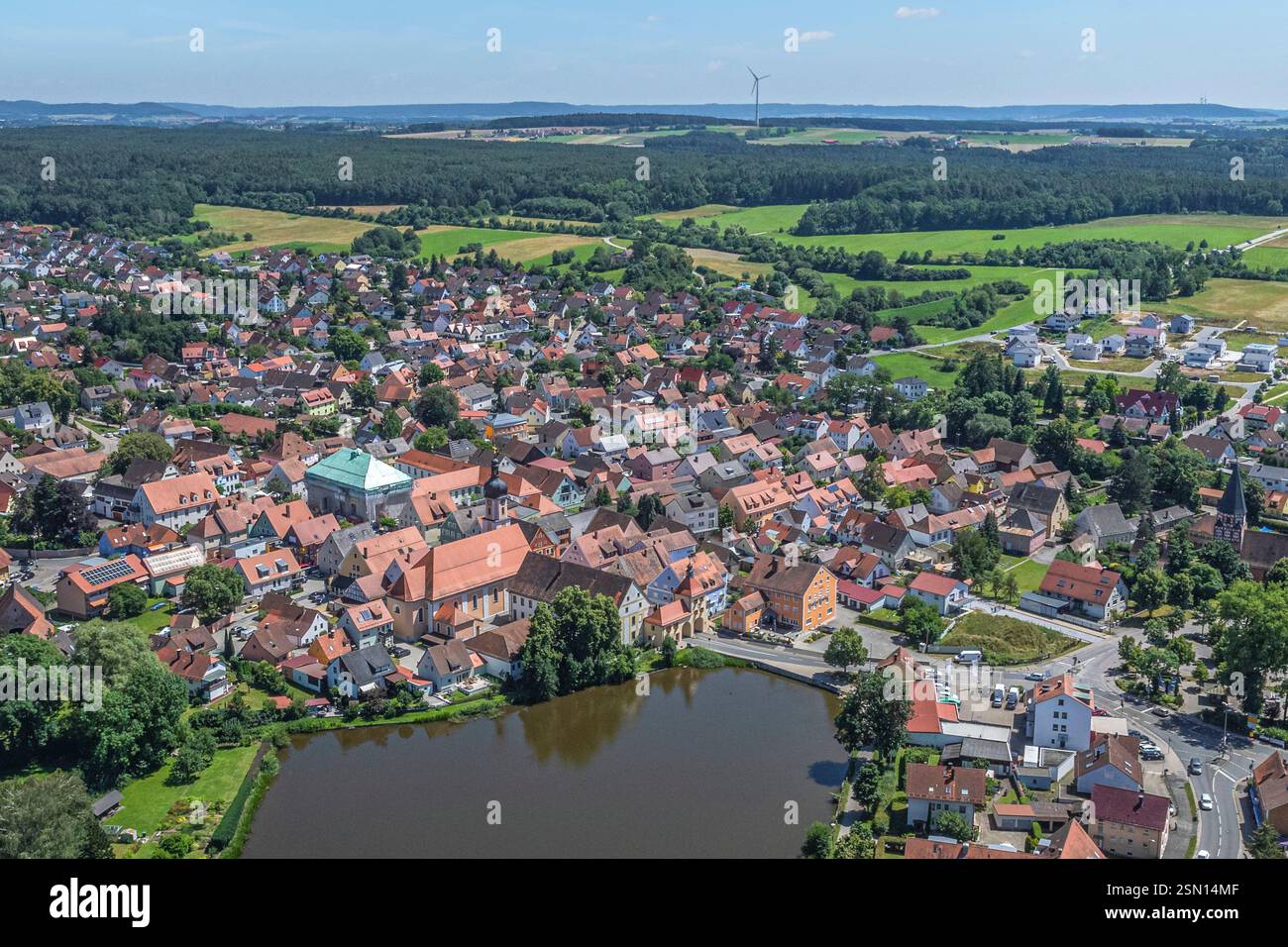 Aerial view of the Middle Franconian municipality of Allersberg in the ...