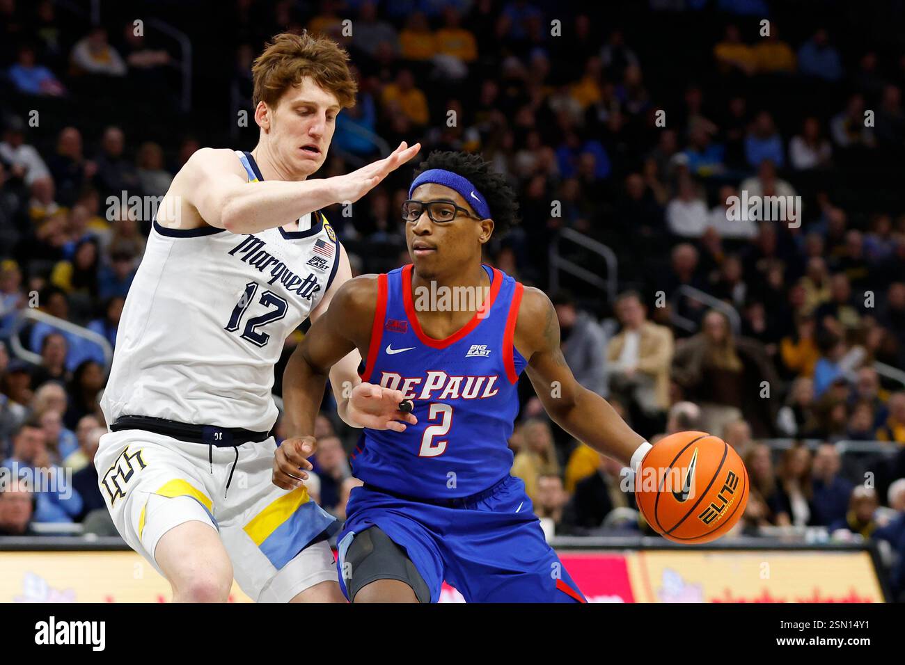 MILWAUKEE, WI - FEBRUARY 11: DePaul Blue Demons guard Layden Blocker (2 ...