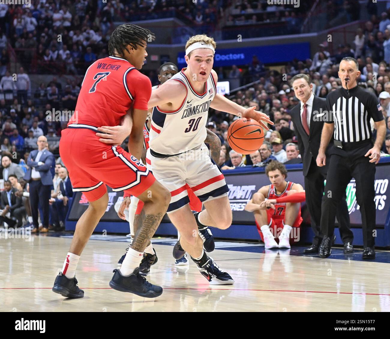 STORRS, CT - FEBRUARY 07: UConn Huskies forward Liam McNeeley (30 ...