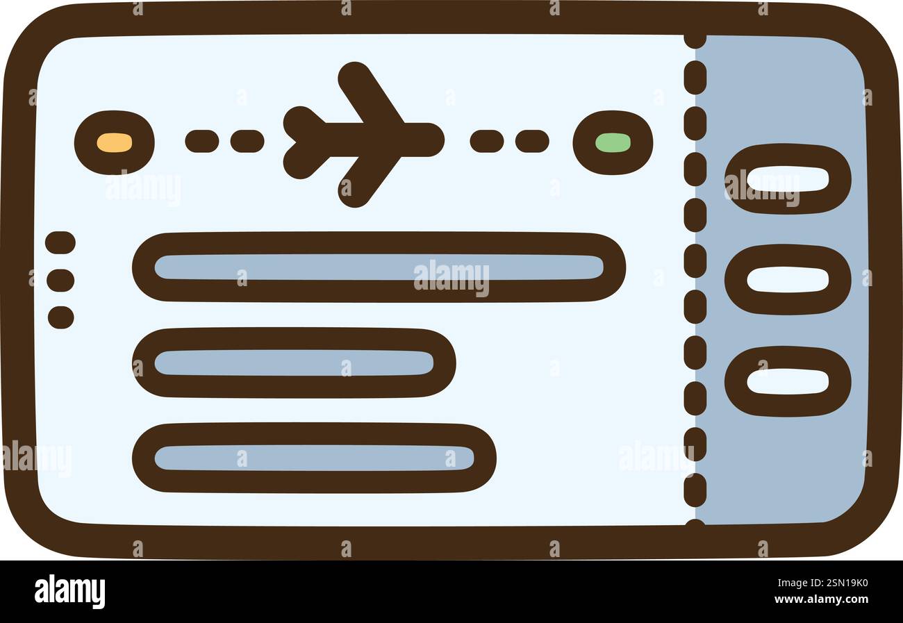 Flight ticket vector doodle illustration and graphic. Part of summer ...