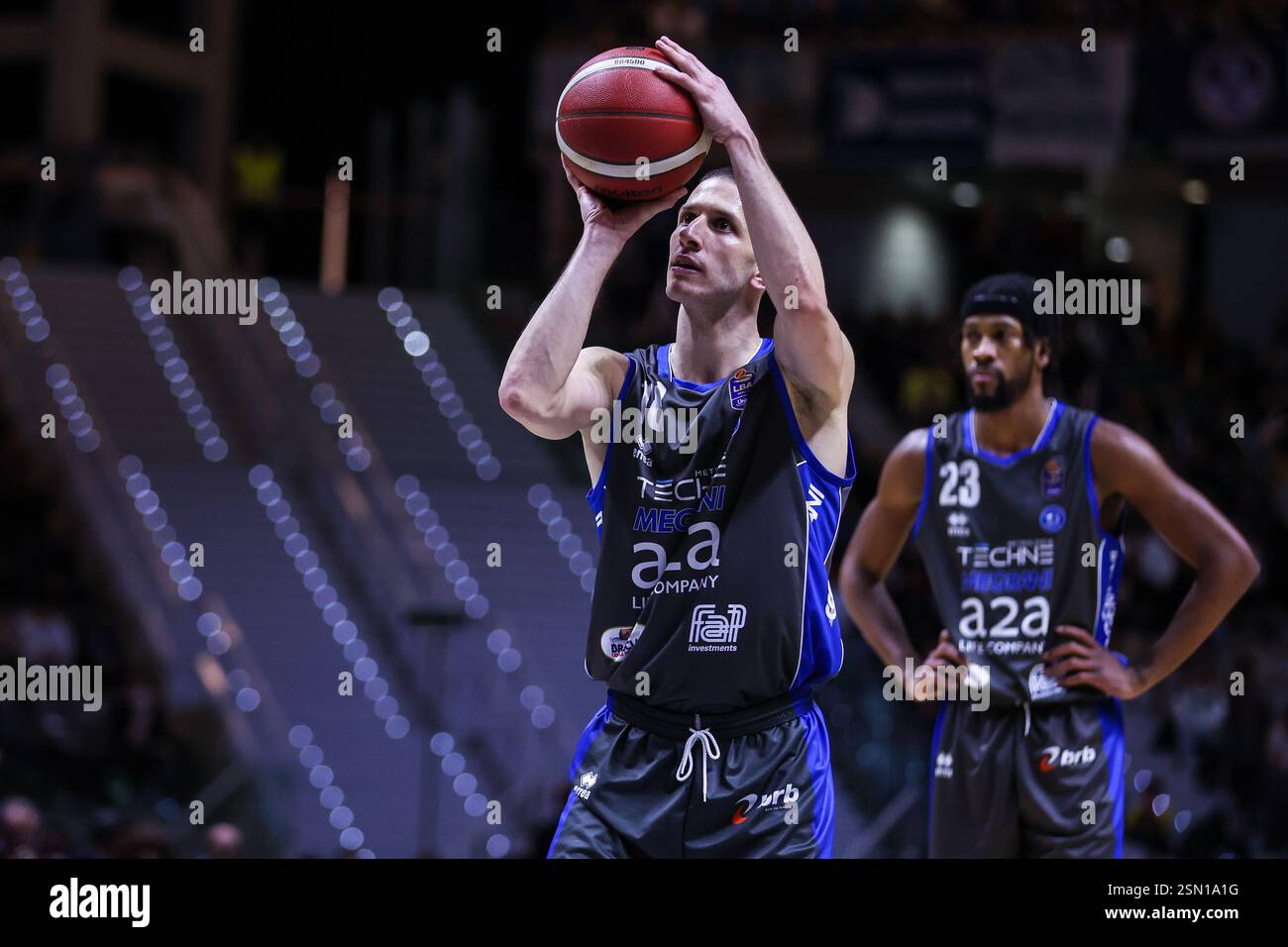 Turin, Italy. 12th Feb, 2025. Nikola Ivanovic #18 of Germani Brescia seen in action during LBA ...