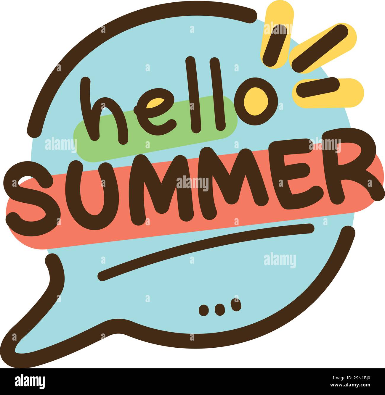 Hello summer vector doodle illustration and graphic. Part of summer ...