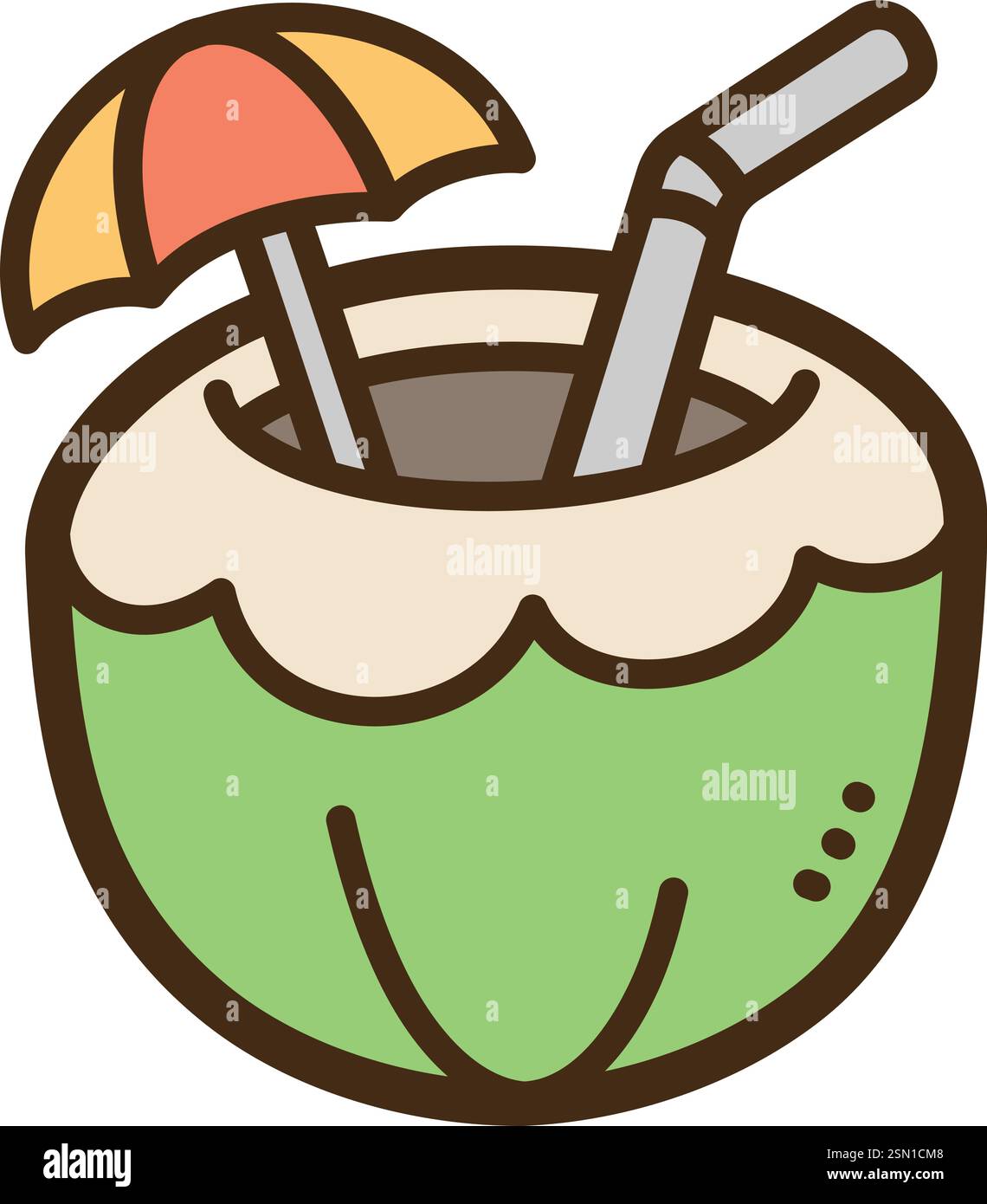 Coconut drink vector doodle illustration and graphic. Part of summer ...