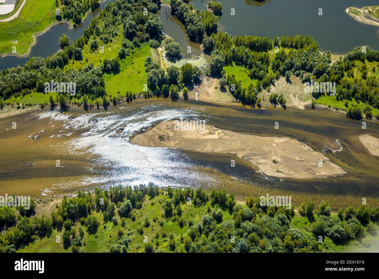 Aerial view, Lippe estuary, river LIppe NSG nature reserve Lippe ...
