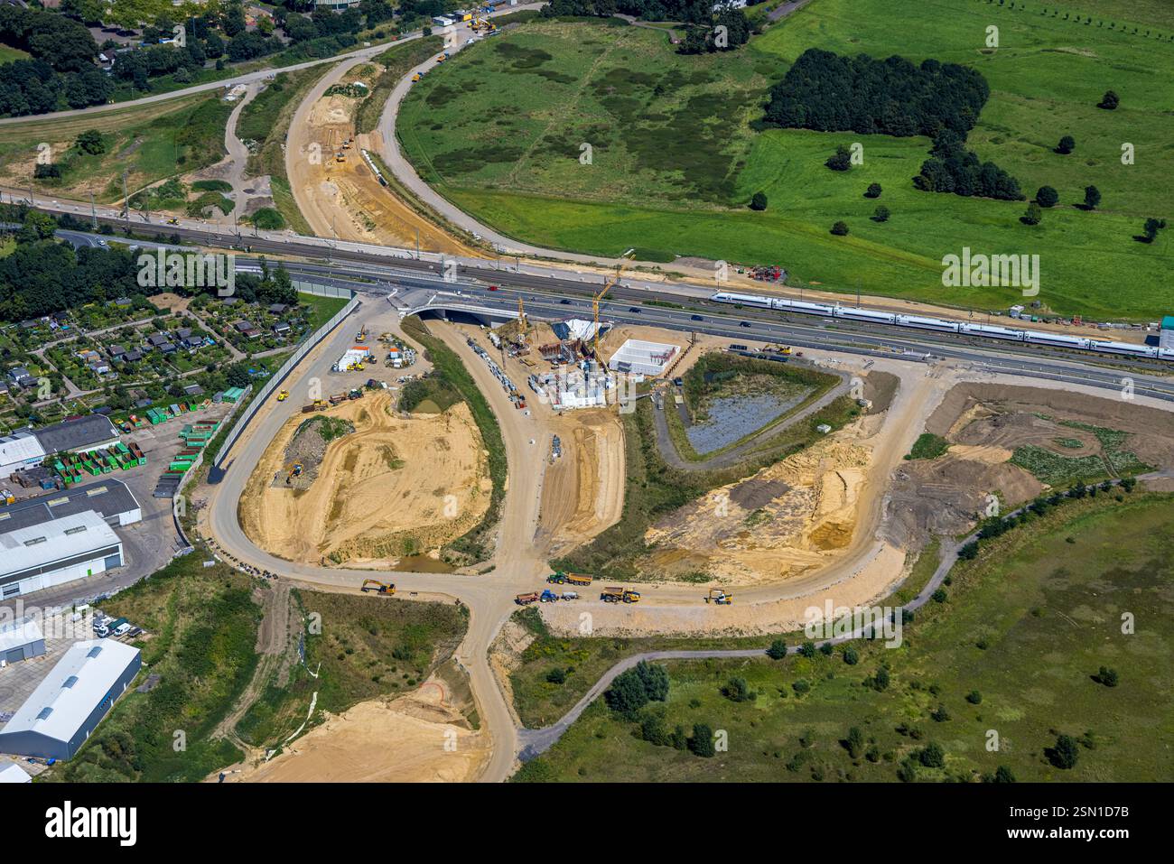 Aerial view, Lippe estuary area, construction site and expansion area ...