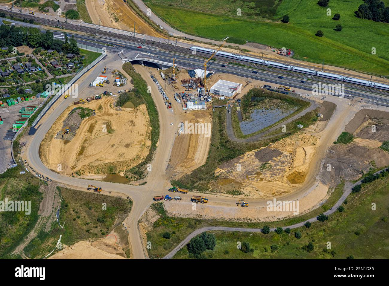 Aerial view, Lippe estuary area, construction site and expansion area ...