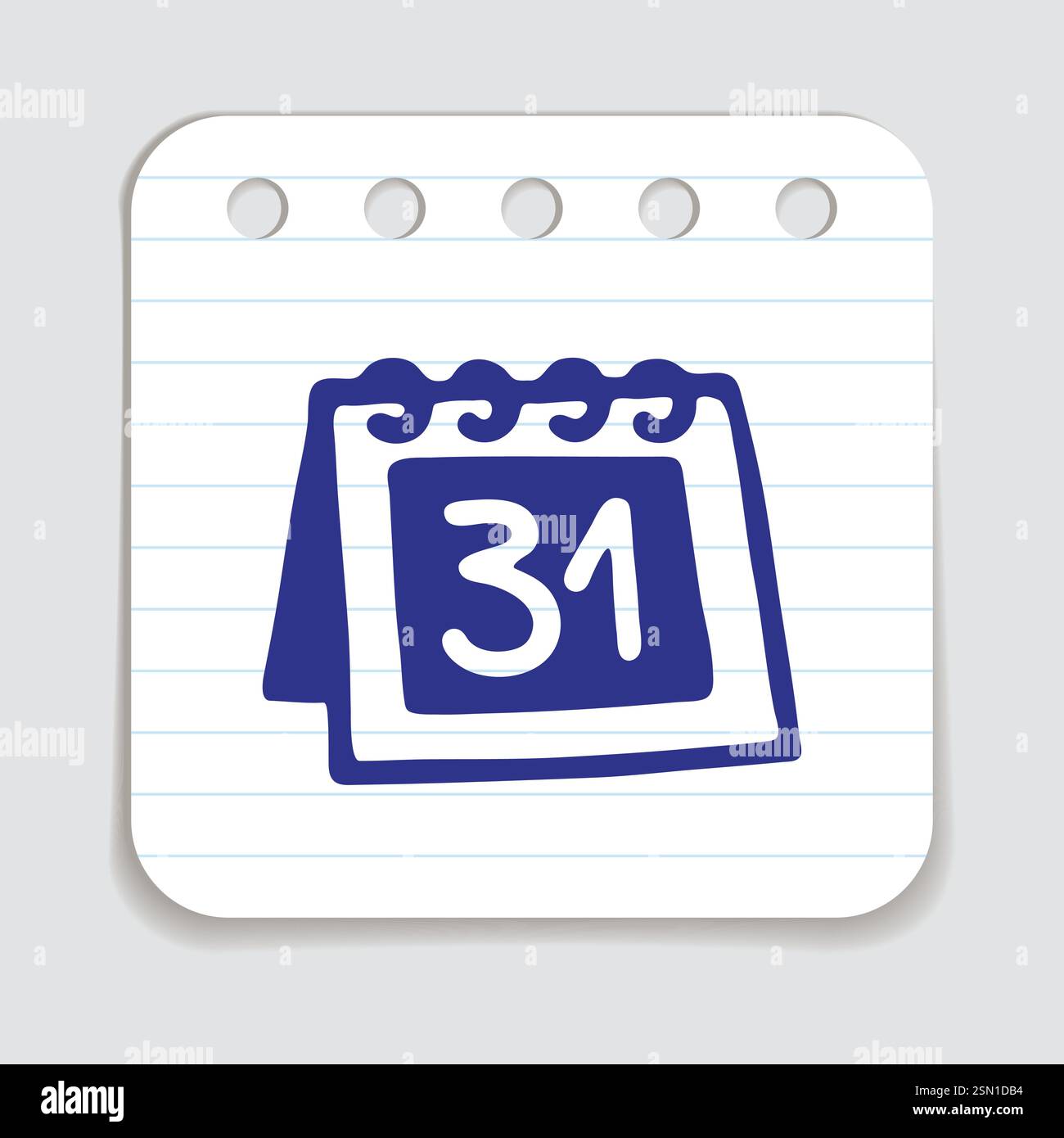 Doodle calendar schedule icon hand drawn with blue pen on a notepaper ...
