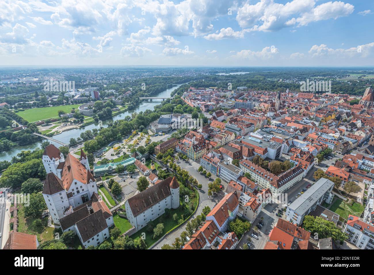 View of Ingolstadt on the Upper Bavarian Danube around the castle in ...