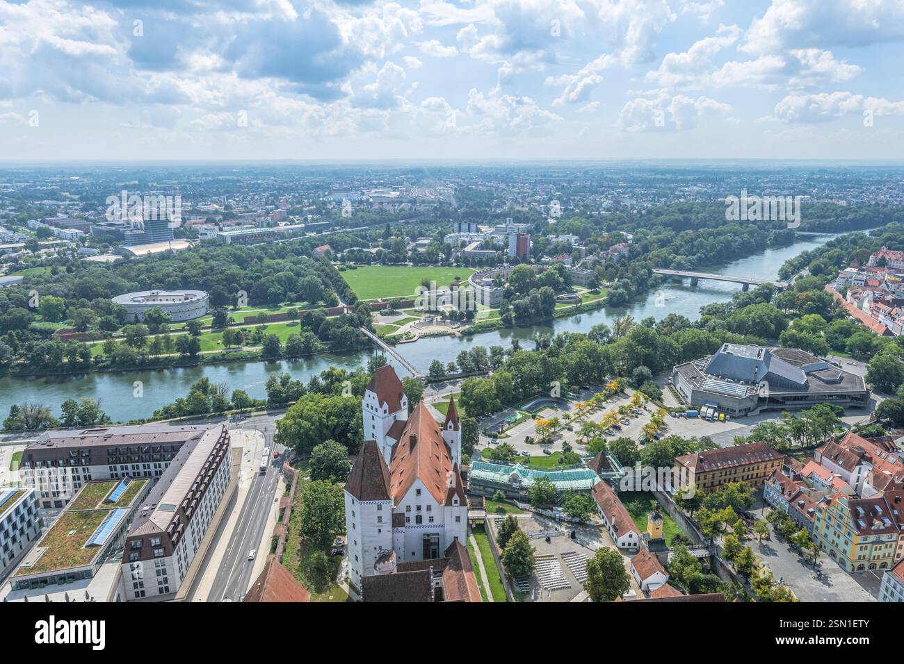 View of Ingolstadt on the Upper Bavarian Danube around the castle in ...