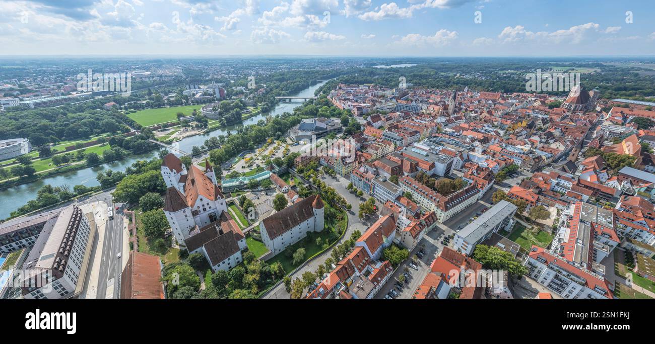 View of Ingolstadt on the Upper Bavarian Danube around the castle in ...