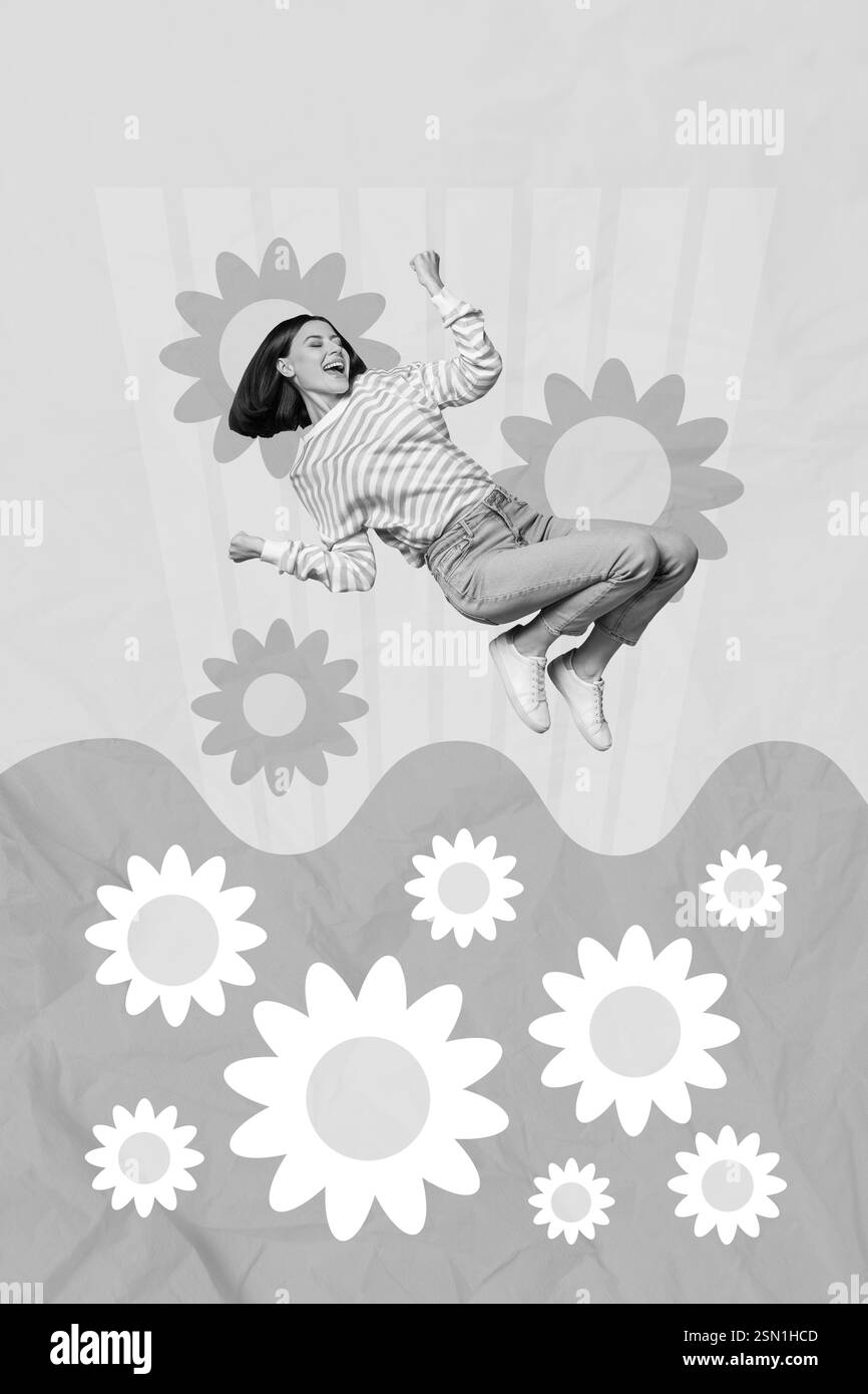 Creative photo 3d collage artwork poster postcard of crazy lady ...