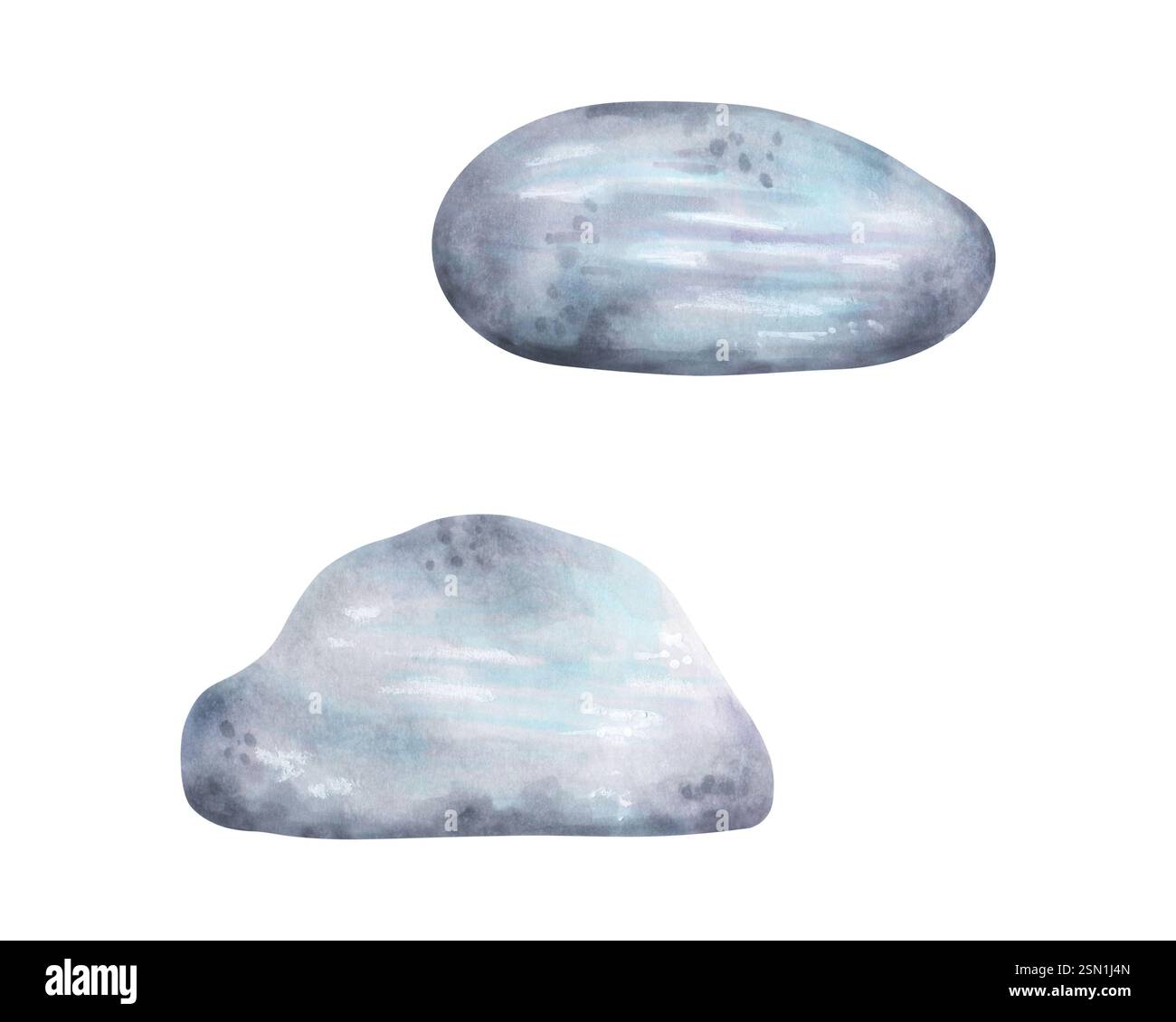 Sea rock. Pebbles for ocean design. Watercolor and marker illustration ...