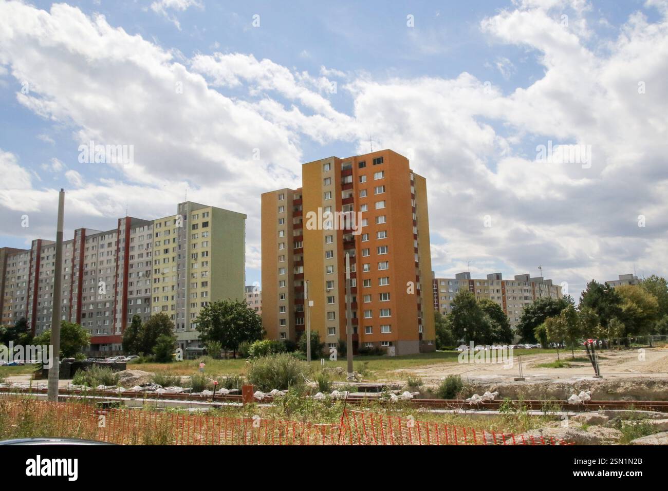 Communist-era Panelak apartment blocks in the Petrzalka neighbourhood ...