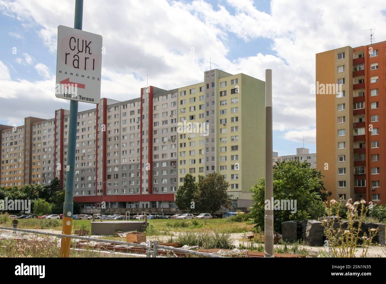 Communist-era Panelak apartment blocks in the Petrzalka neighbourhood ...
