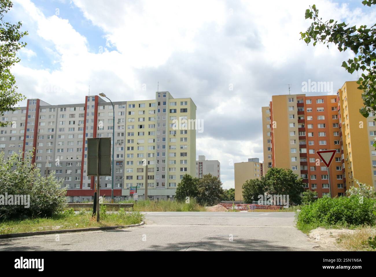 Communist-era Panelak apartment blocks in the Petrzalka neighbourhood ...
