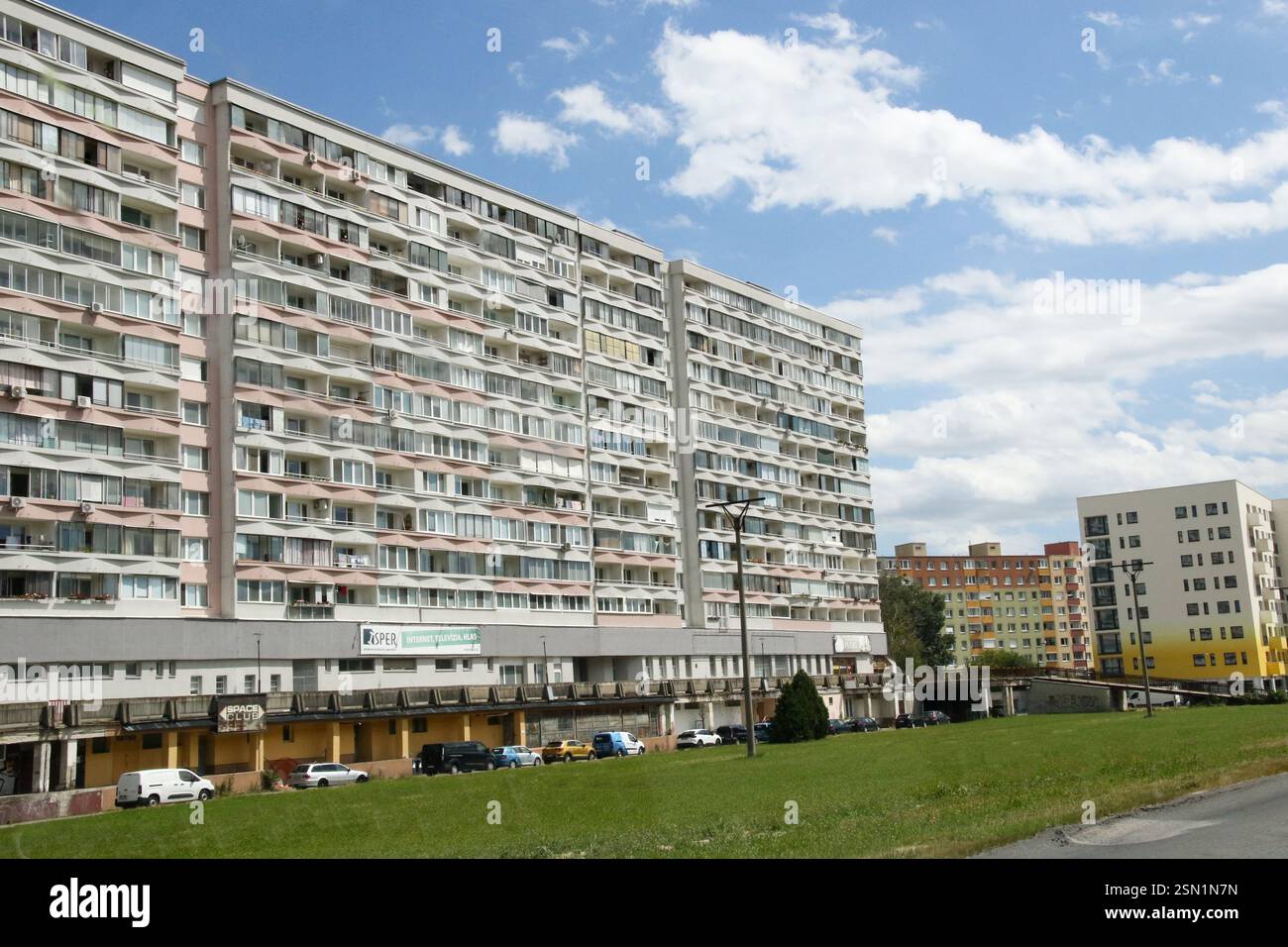 Communist-era Panelak apartment blocks in the Petrzalka neighbourhood ...