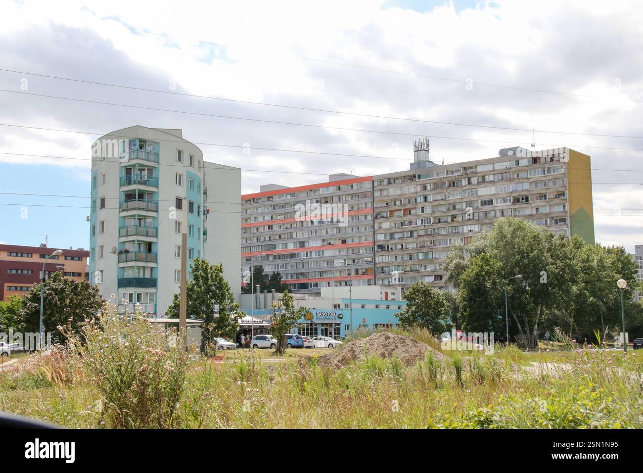 Communist-era Panelak apartment blocks in the Petrzalka neighbourhood ...