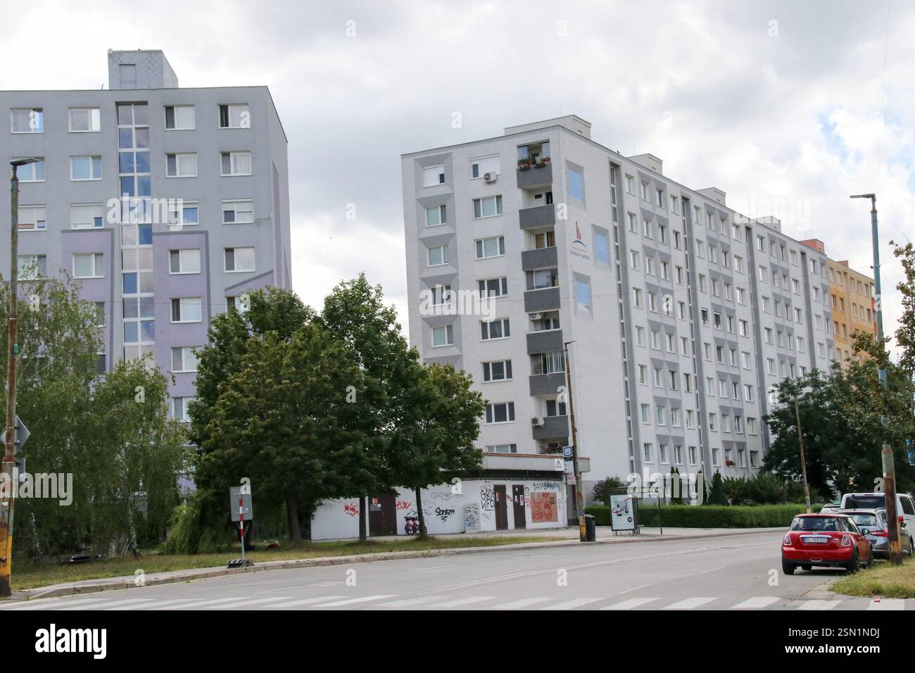 Communist-era Panelak apartment blocks in the Petrzalka neighbourhood ...