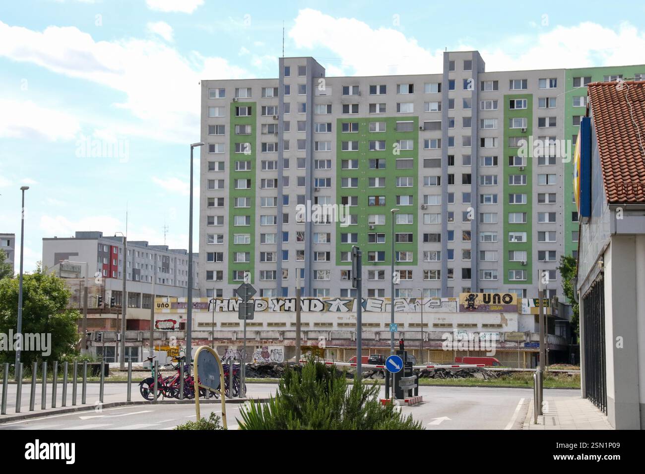 Communist-era Panelak apartment blocks in the Petrzalka neighbourhood ...
