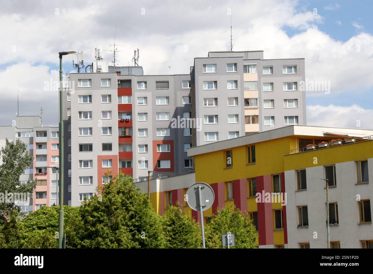 Communist-era Panelak apartment blocks in the Petrzalka neighbourhood ...