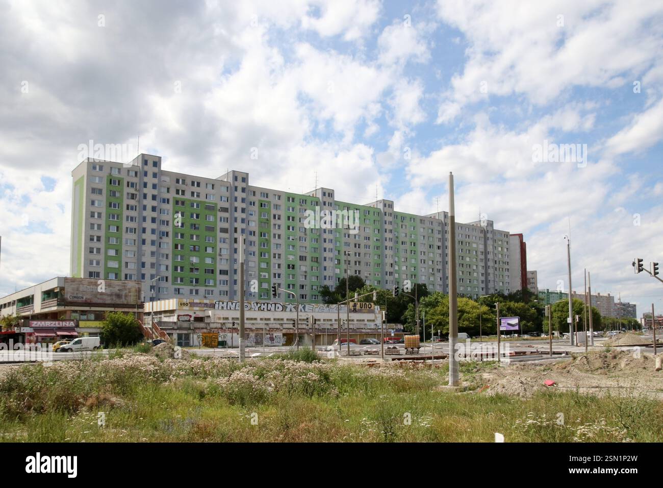 Communist-era Panelak apartment blocks in the Petrzalka neighbourhood ...