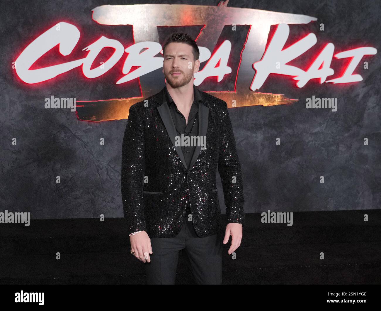 Los Angeles, USA. 12th Feb, 2025. Jesse Kove arrives at Netflix's COBRA ...