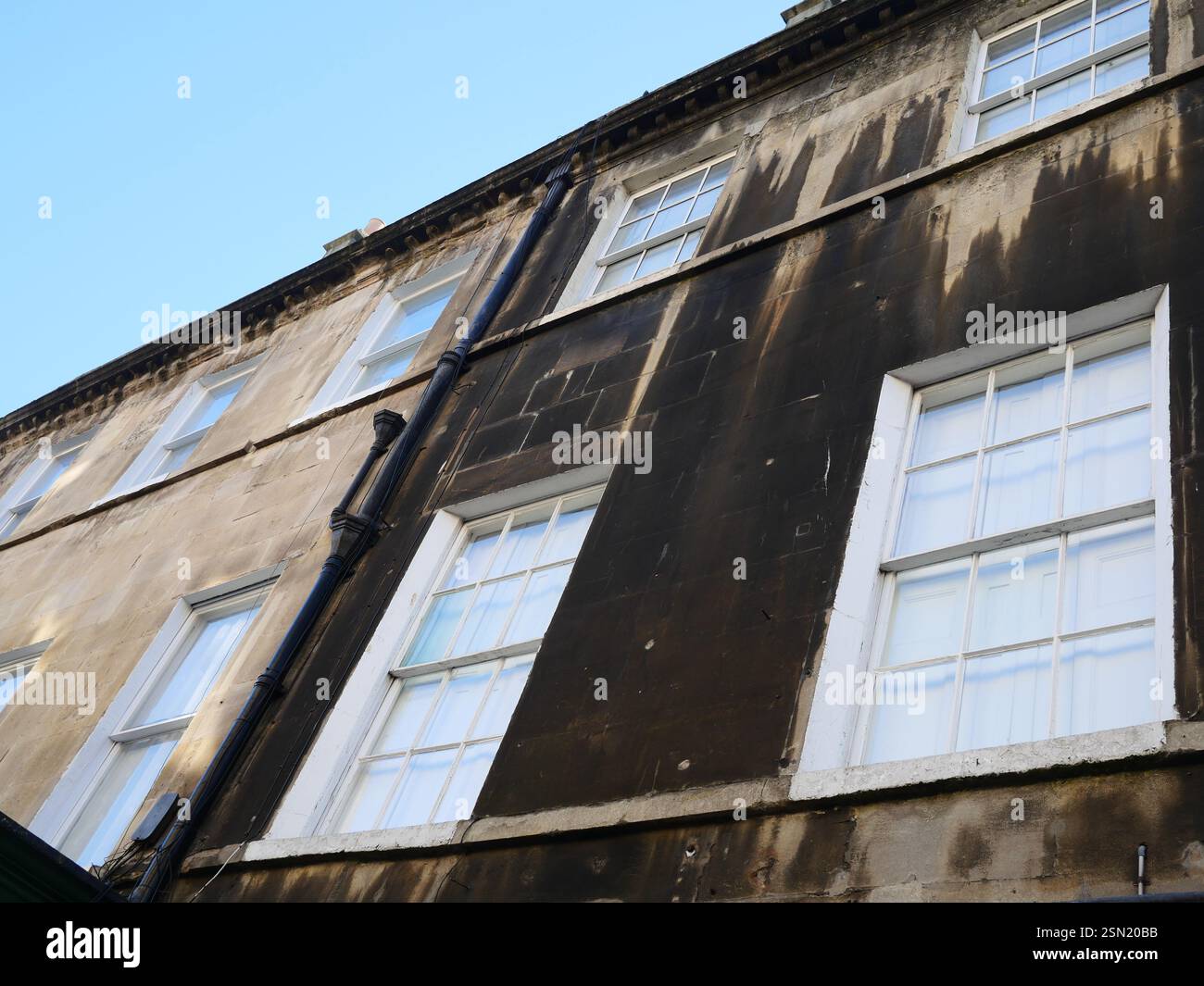 Bath stone houses before and after cleaning. Oolitic limestone turns ...