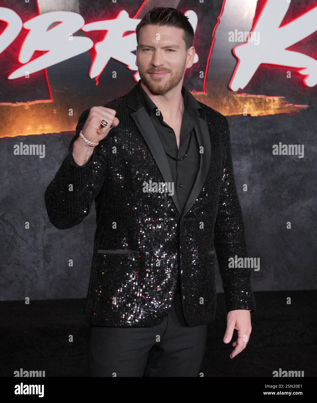 Los Angeles, USA. 12th Feb, 2025. Jesse Kove arrives at Netflix's COBRA ...