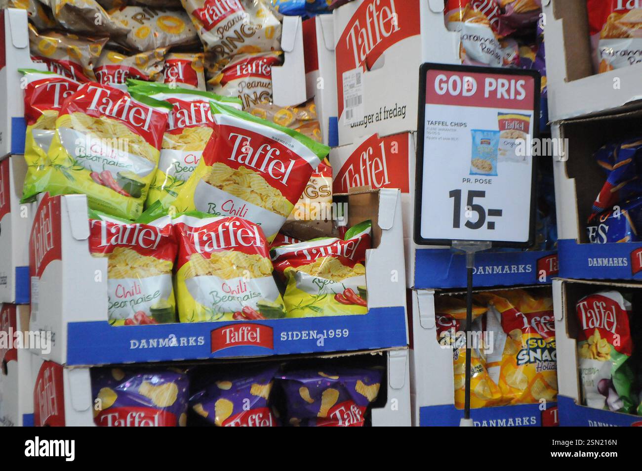 Copenhagen/ DenmarK/13 february 2025/taffel chips bags for sale at ...