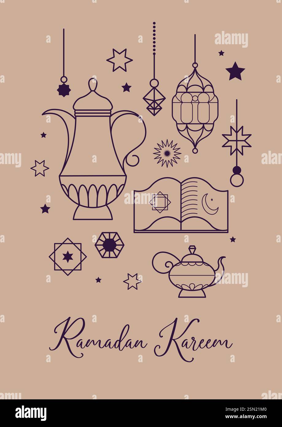 Islamic ramadan line art Stock Vector Images - Alamy