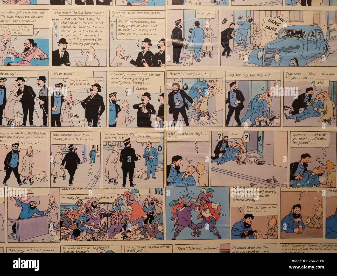 TinTin comic strip on walls inside Mr B's Emporium Bookshop, Bath, NE ...