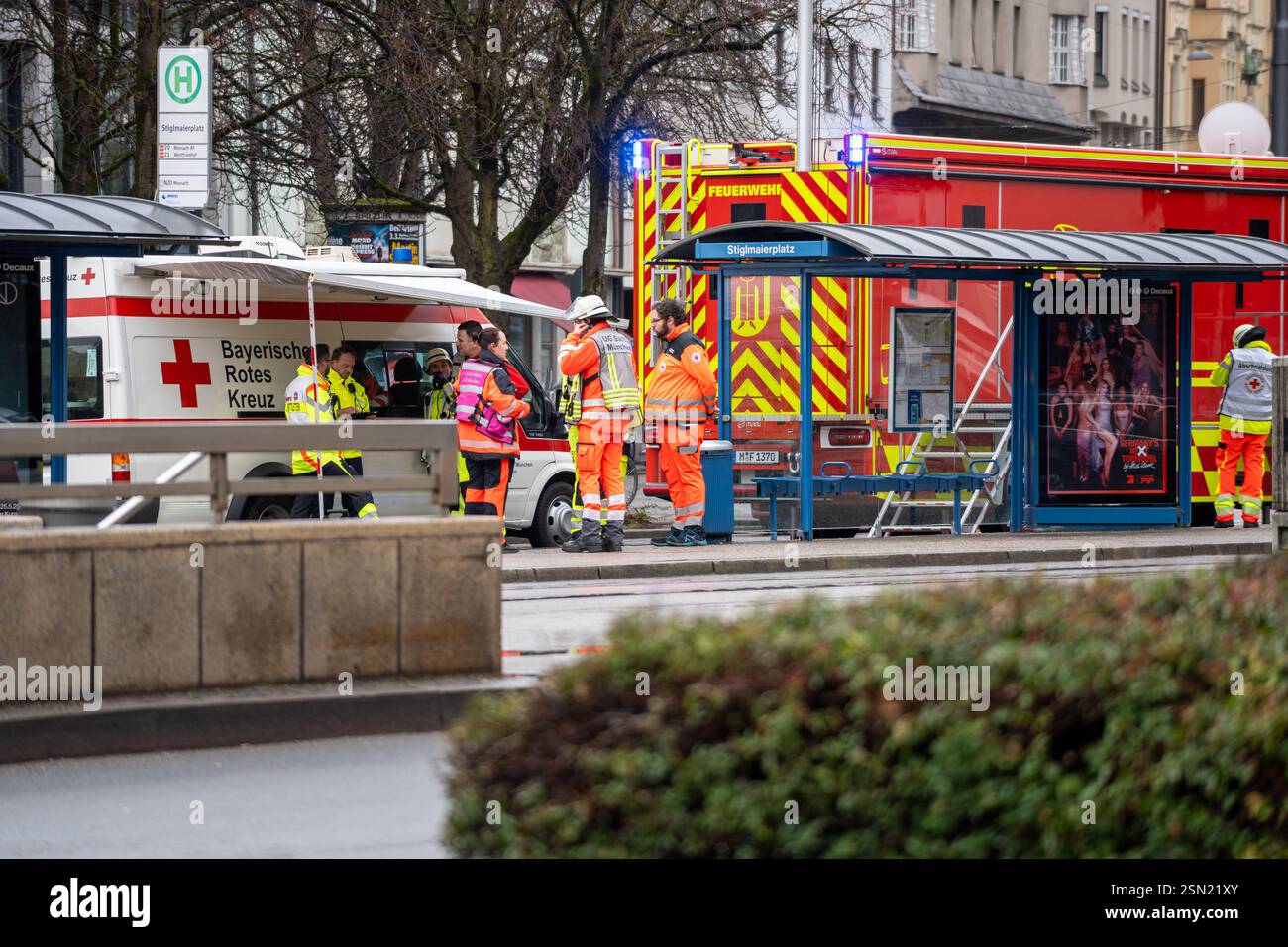 Munich, Bavaria, Germany - February 13, 2025: A car crashes into a crowd of people at a Verdi ...