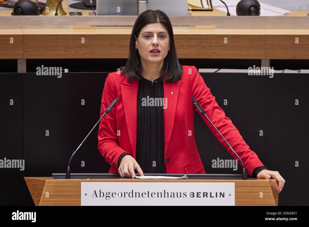 Berlin, Germany. 13th Feb, 2025. Derya Caglar (SPD) speaks during a ...