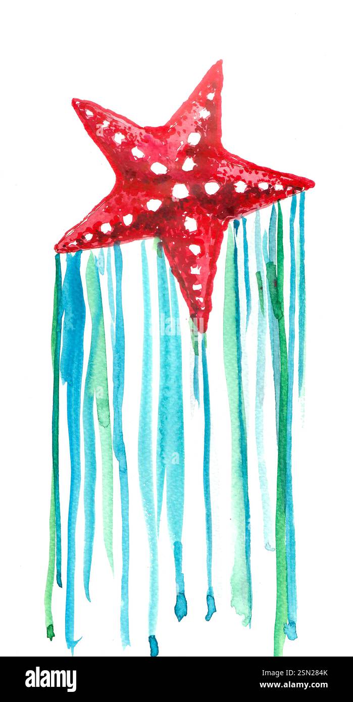 Red starfish. Hand drawn watercolour illustration Stock Photo - Alamy