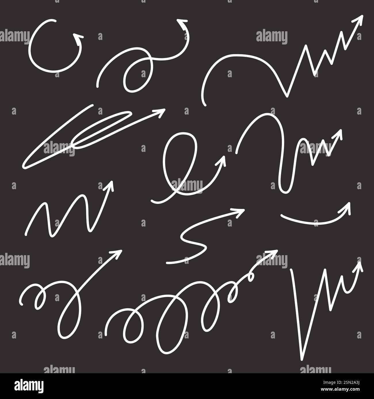 Bounce, quirky squiggly arrow lines with spiral and twist designs ...
