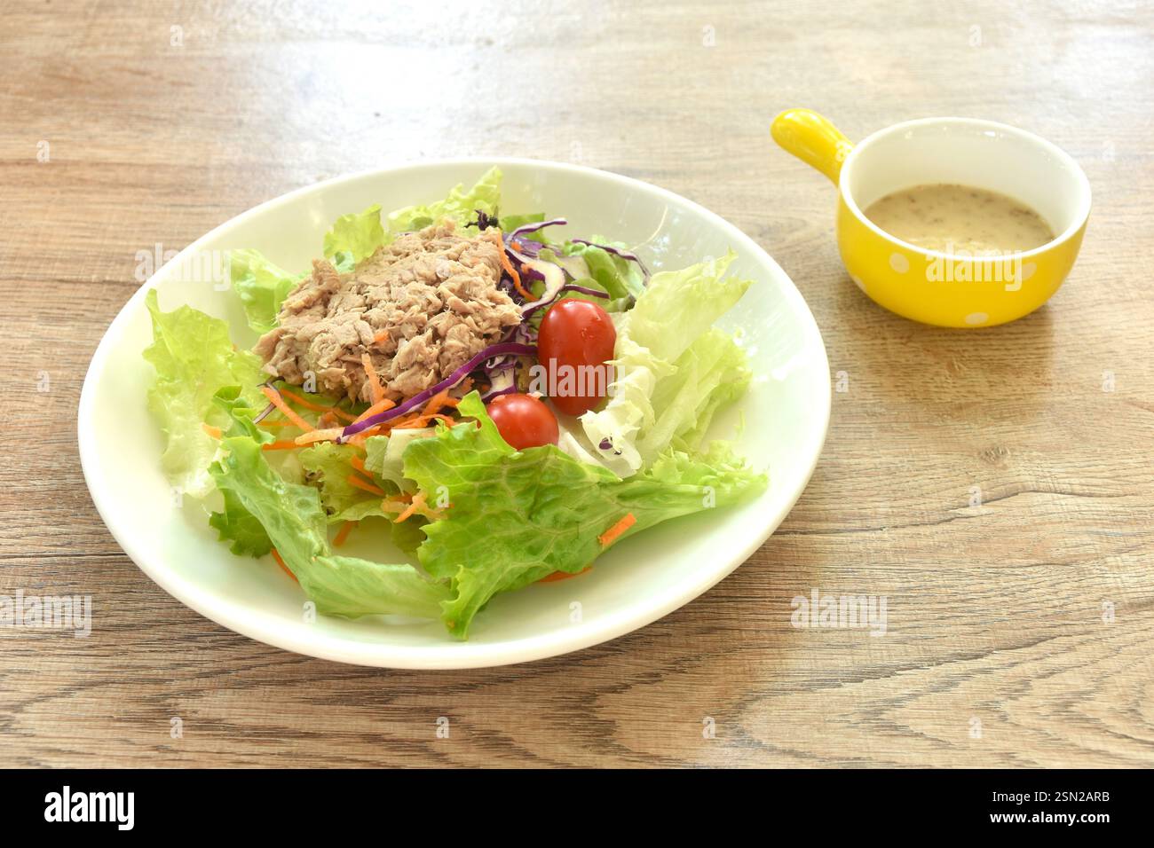 mashed tuna with vegetable salad dressing Japanese roasted sesame cream ...